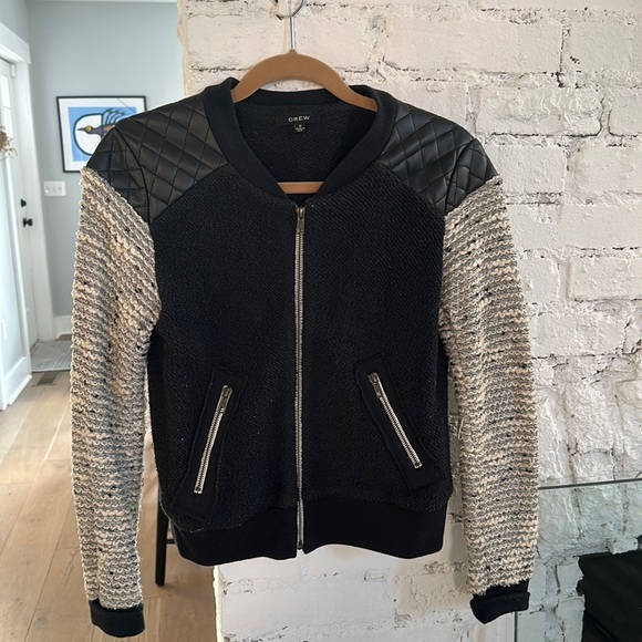 DREW | Jackets & Coats | Drew Bomber Jacket With Faux Leather Detail ...